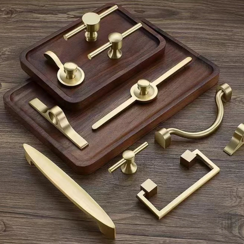 Solid brass drawer cabinet handle golden wardrobe door handle furniture ...