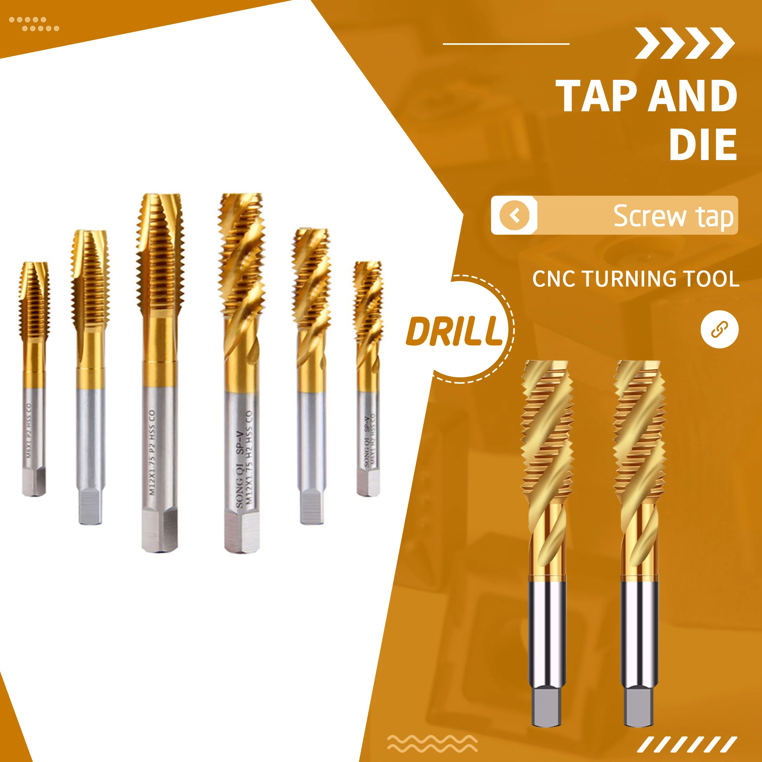 CNC-Lathe-Processing-Tool-Spiral-Tap-Lopointed-Tap-Straight-Slot-Tap ...