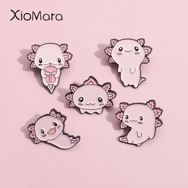Cute Salamander Enamel Pins Custom Pink Amphibian Quadruped Dragon ...