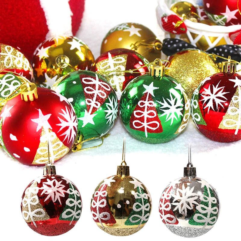 6 Pcs/set Hangable Design Christmas Tree Decoration Ball Ornaments for ...