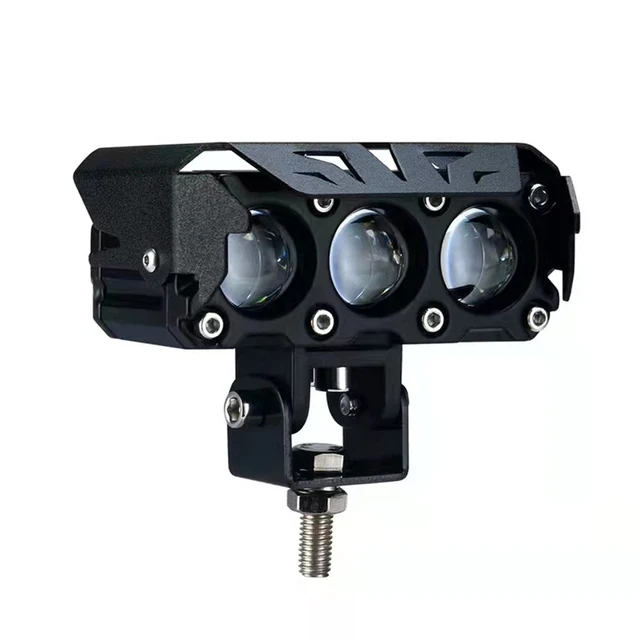 120W Car Motorcycle Headlight LED Work Light Dual Color Hi/Low Beam Spotlight 3 Lens Flashing ...