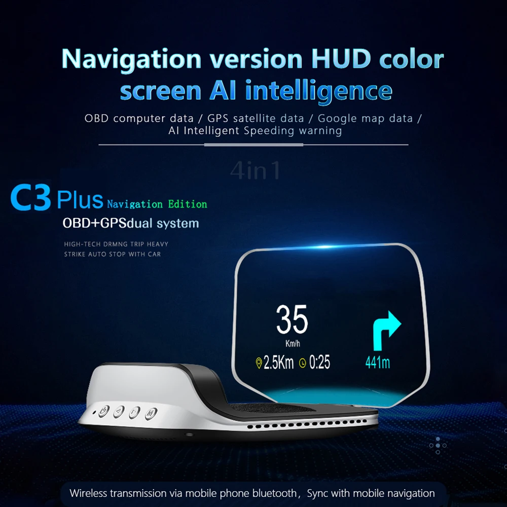 C3-12V-Car-HUD-OBD2-Head-Up-Display-navigazione-GPS-tachimetro-digitale ...
