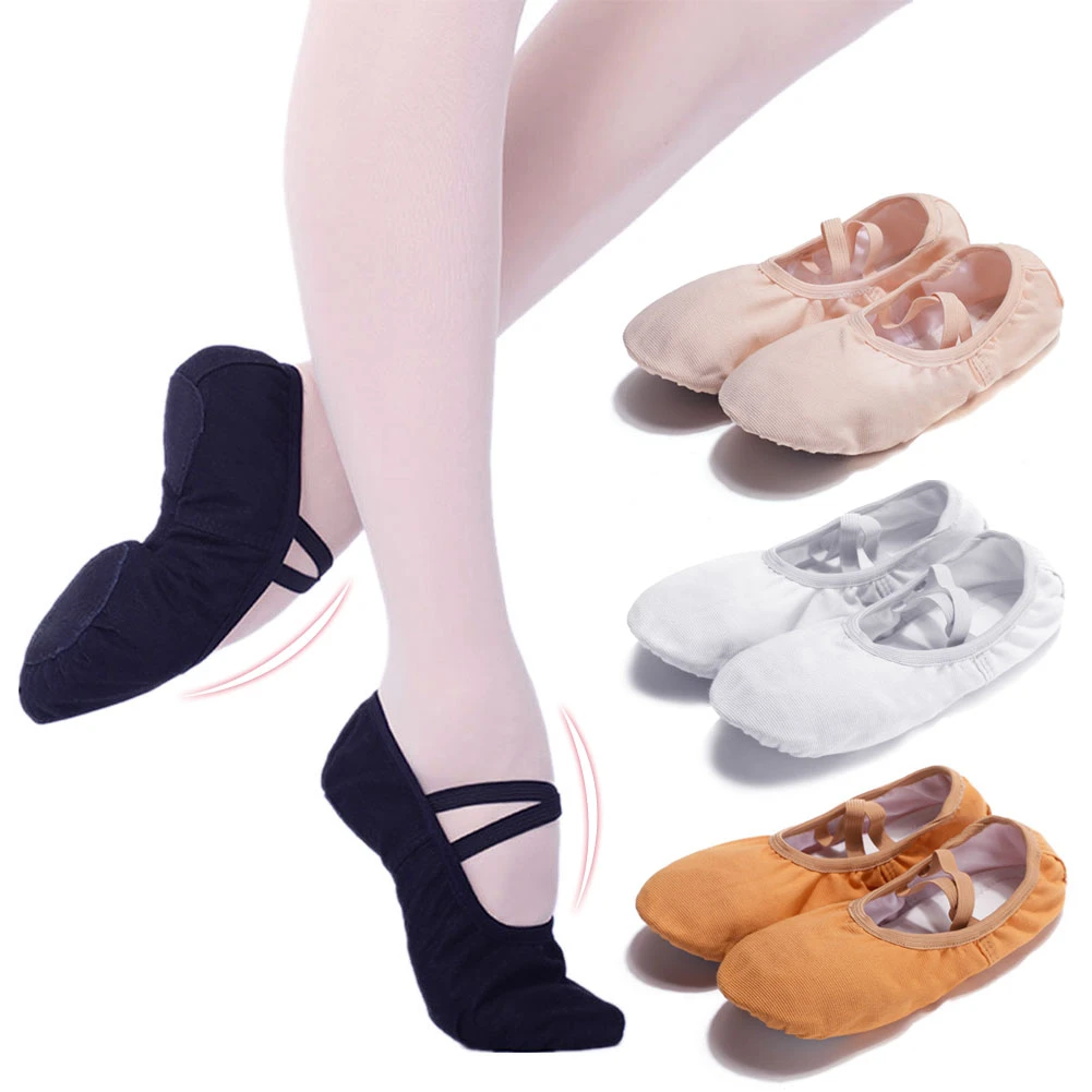 Woman Girls Ballet Shoes Canvas Soft Sole Ballet Dance Slippers ...