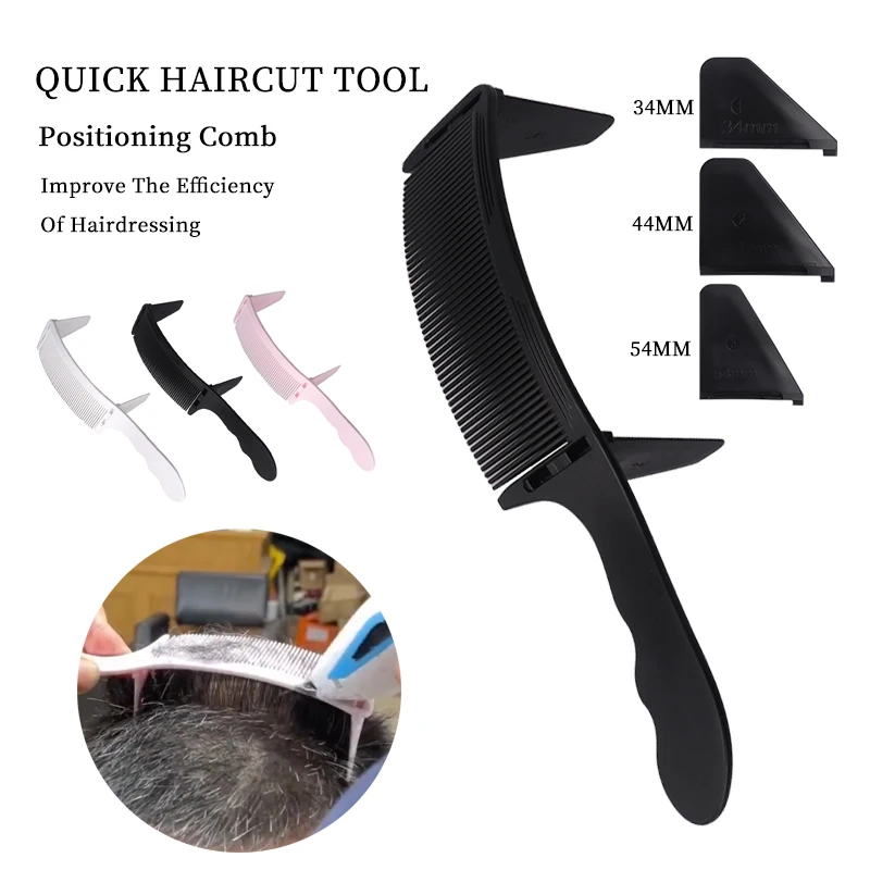 1Pcs Barber Curved Shaver Hair Clipper Cutting Comb With 3 Pairs ...