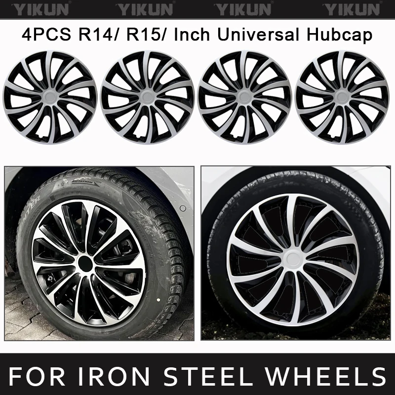 4PCS-Car-Universal-Hubcap-R14-R15-Inch-Wheel-Cover-Replacement-Hub-Caps ...