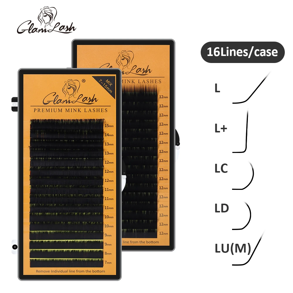 GLAMLASH-L-L-LC-LD-LU-M-Curl-Mink-Eyelashes-Extension-16rows-tray-Mix ...