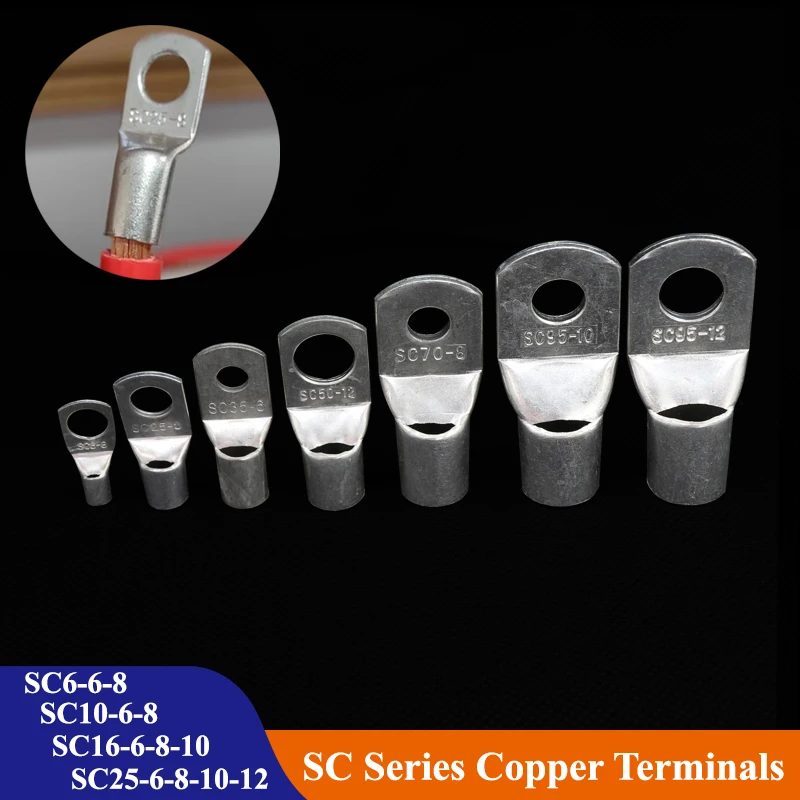 5-200Pcs-SC-Type-Wire-Nose-Terminal-Bare-Copper-SC6-10-16-25-Battery ...