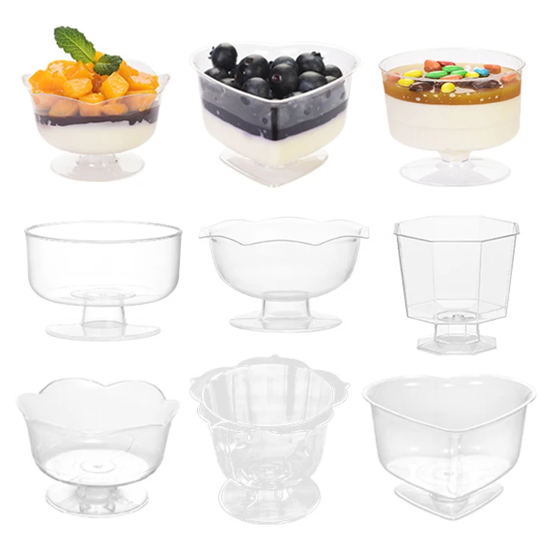 10PCS-Plastic-Dessert-Cups-Square-Trapezoid-Disposable-Food-Cake ...