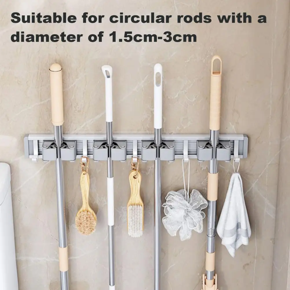 Broom Organizer Adjustable Wall Mounted Broom Rack with Strong Load ...