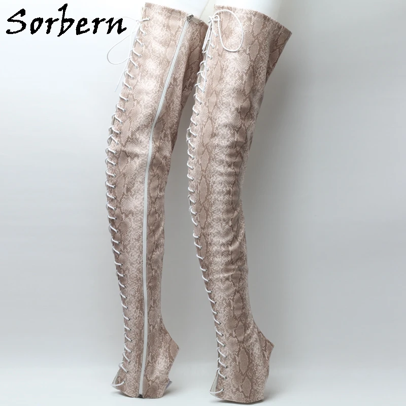 Sorbern-Light-Hoof-Heelless-Crotch-Boot-Women-Python-Side-Zipper-No ...