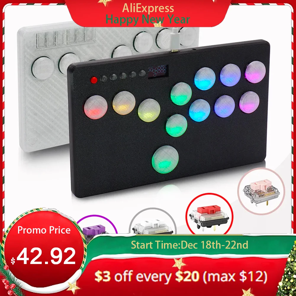 Flatbox-Arcade-Stick-Controller-For-PC-Pico-Mini-Style-Hot-SWAP-Kailh ...