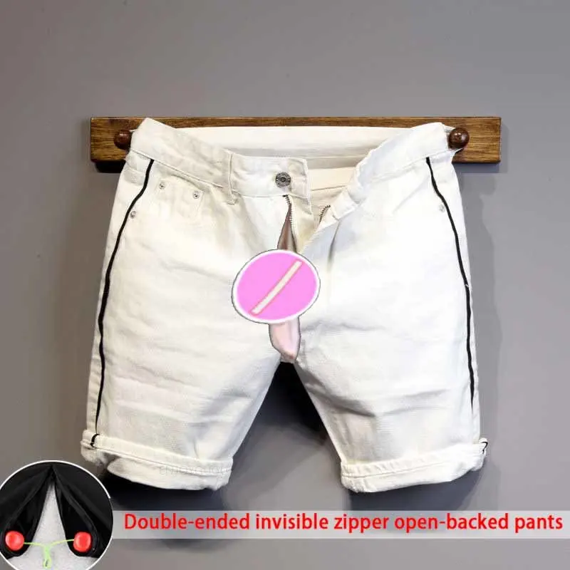 Summer-New-Invisible-Open-Crotch-Jeans-Men-s-Stitching-White-Denim ...