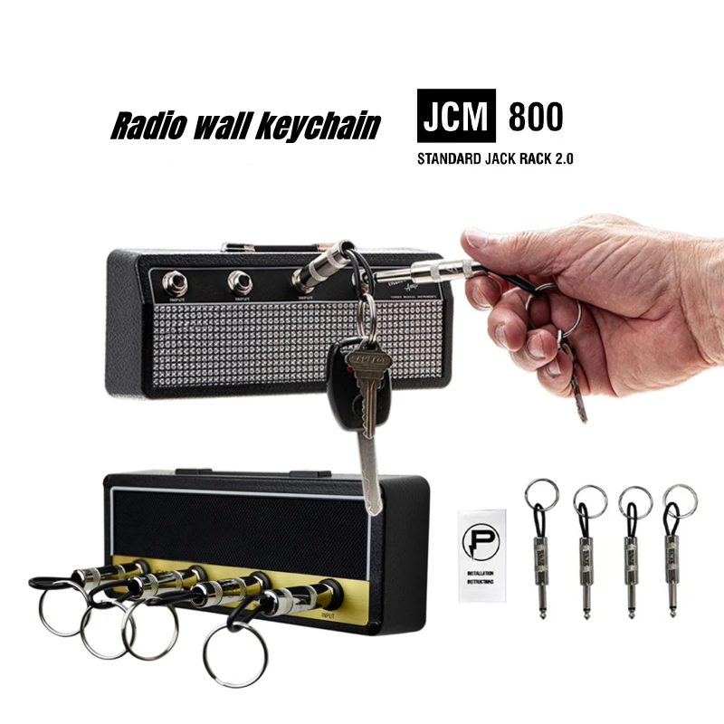 Retro-Radio-Wall-Mounting-Key-Holder-Vintage-Guitar-Keychain-with-4 ...