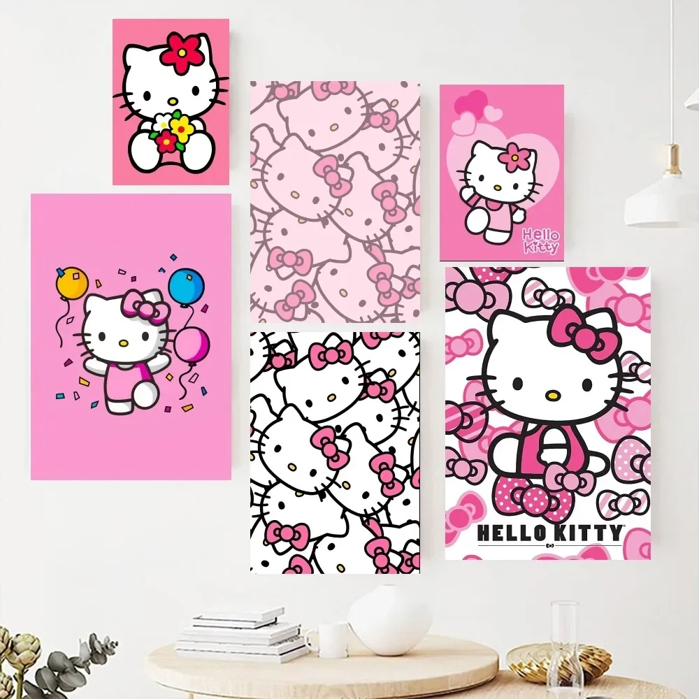 Cute-K-Kitty-White-H-Hello-Cartoon-Poster-Paintings-on-The-Wall-Picture ...