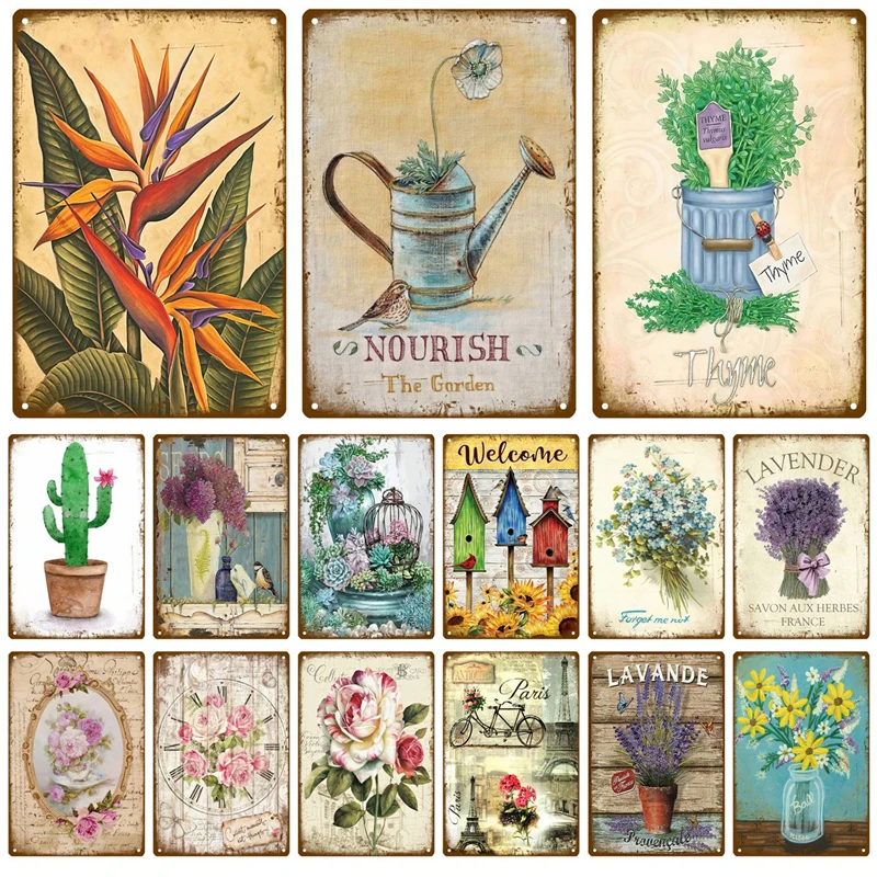 Retro-Garden-Tin-Sign-Poster-Vintage-Wall-Poster-Metal-Sign-Decorative ...