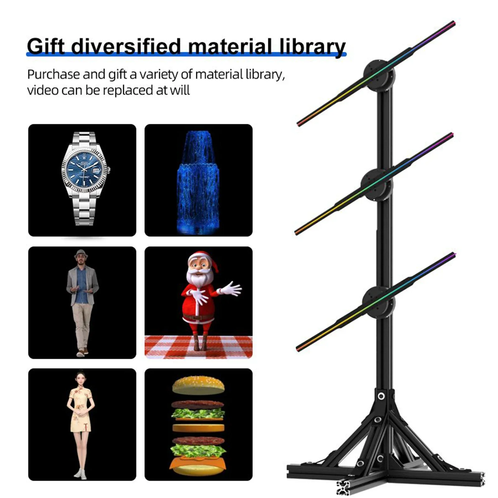 Splicing-3D-Holographic-Projector-Fan-45cm-LED-Sign-Hologram-Projector ...