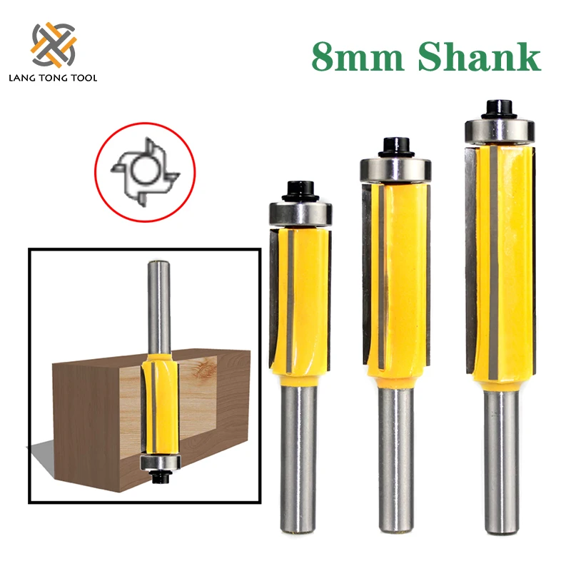 1Pc 8mm Flush Trim bit Z4 Pattern Router Bit Top & Bottom Bearing Bits ...