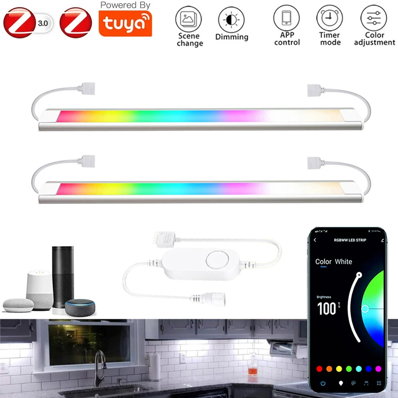 30CM Tuya Zigbee Under Cabinet Smart LED Light Kit RGBCCT Lamp Dimmable ...