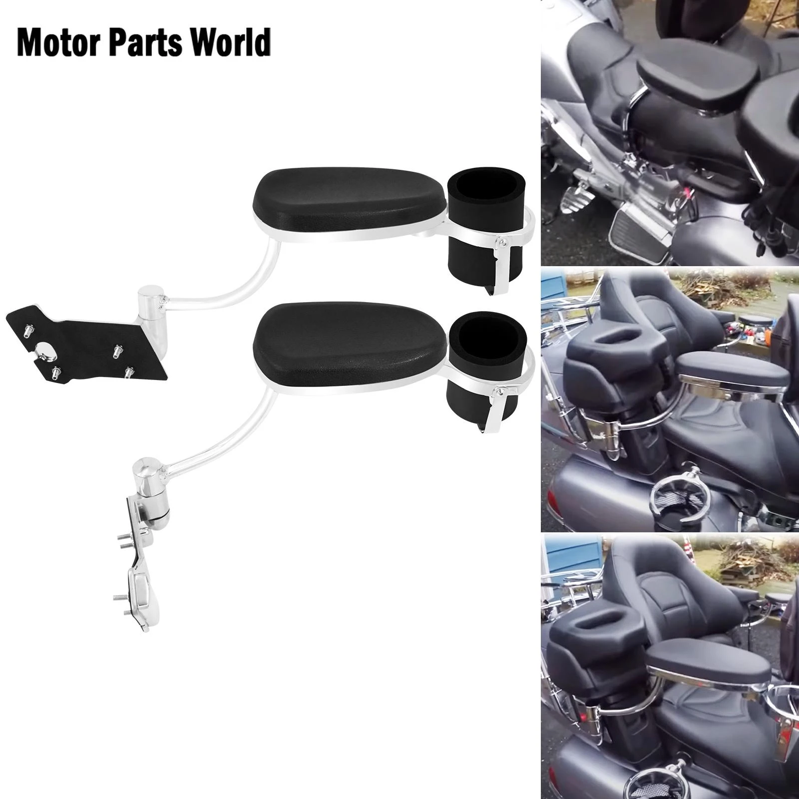 Motorcycle Adjustable Rear Passenger Armrests Black&Chrome Kits For ...