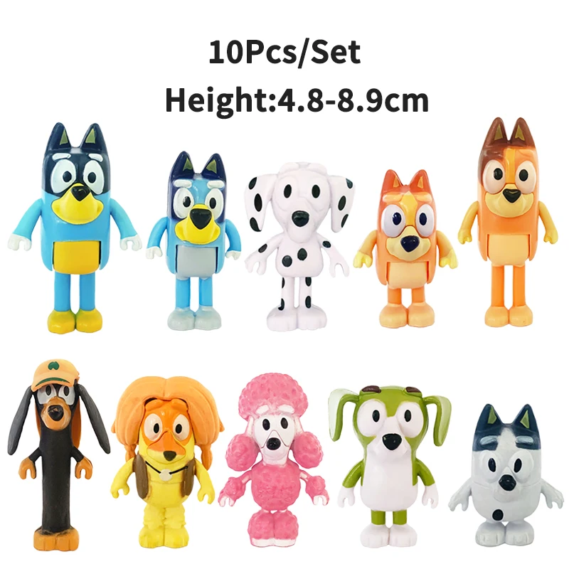 10 piezas/set de figuras de Bingo y Bluey, figuras familiares de ...