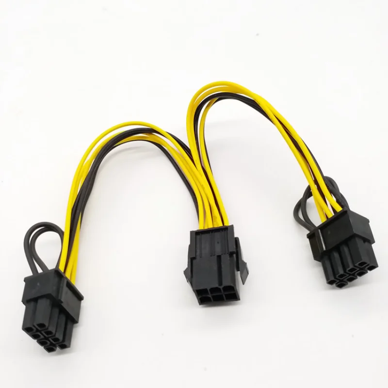 PCI E 6 pin to Dual 6+2 pin (6 pin/8 pin) Power Splitter Cable Graphics ...