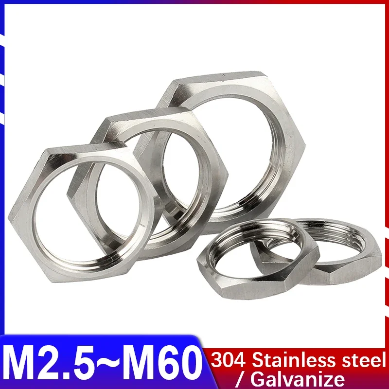 304-316-Stainless-Steel-Hexagon-Thin-Nut-Root-Mother-Fine-Teeth-Nut ...