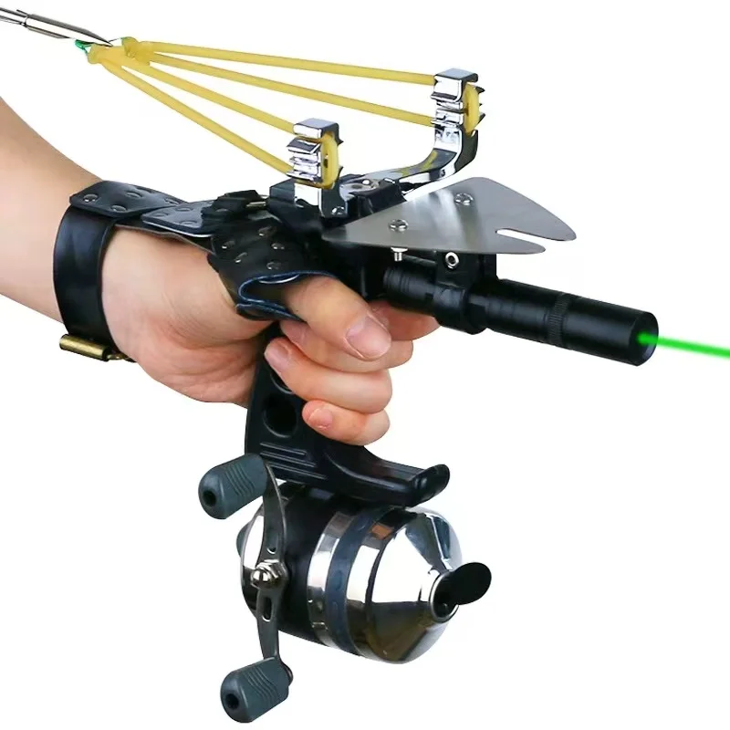 Laser-Aiming-Fishing-Slingshot-Metal-Fish-Dart-Shooting-Sling-Shot ...