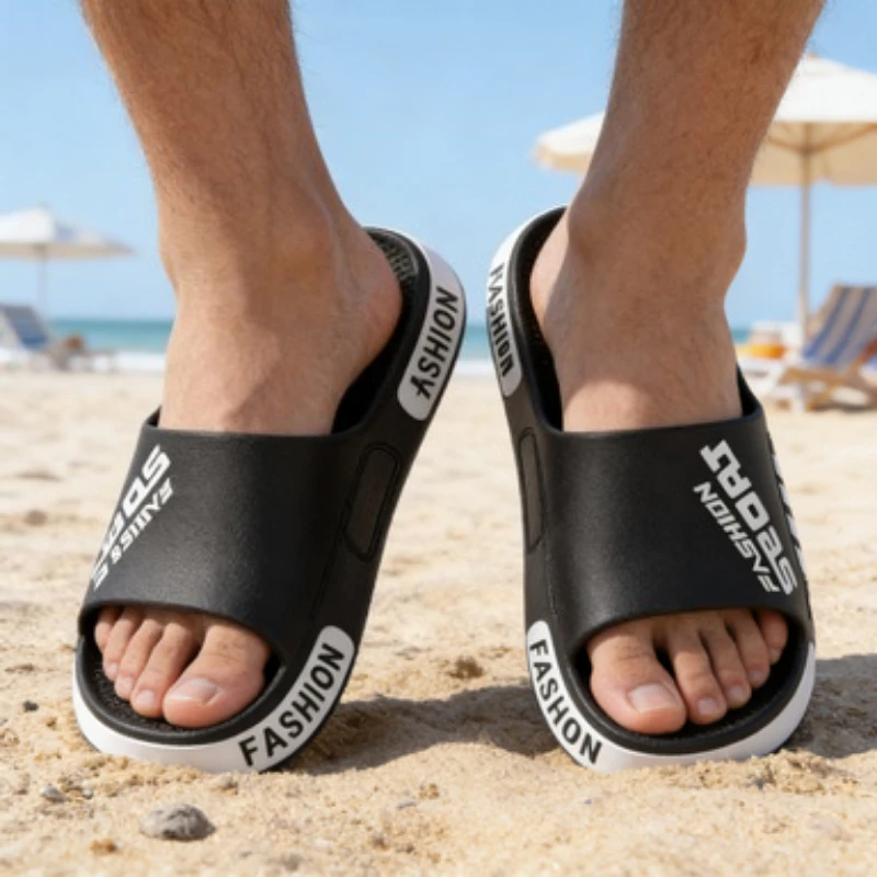Couple's Open Toed Flat Slippers in Sizes 36-49 Lightweight Home ...