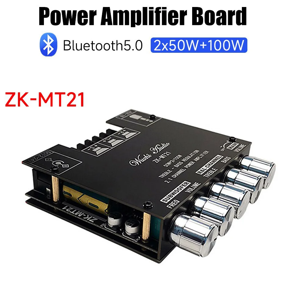 ZK-MT21 2x50W+100W 2.1 Channel Subwoofer Digital Power Sound Amplifier Board AUX 12V 24V Sound ...
