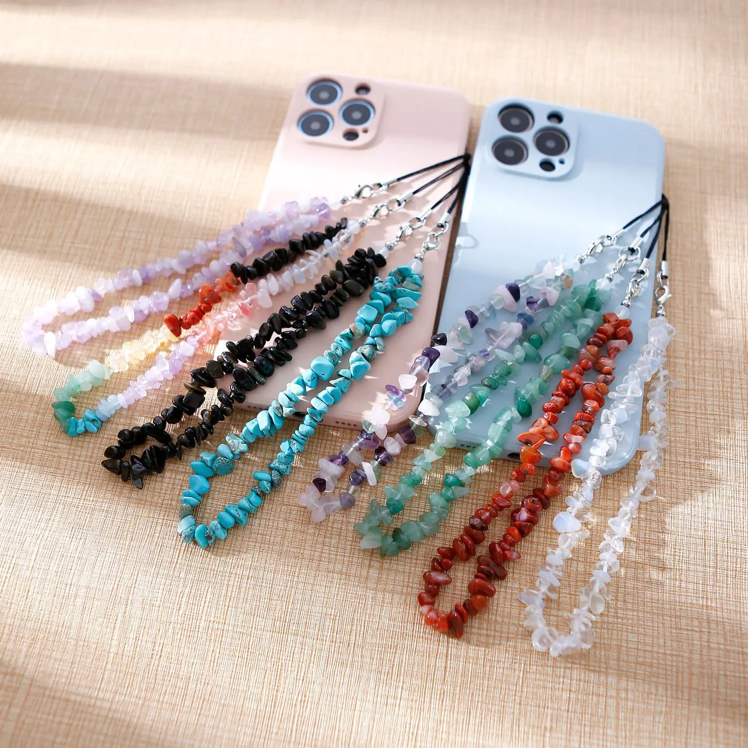 Natural-crystal-phone-strap-DIY-beaded-stone-powder-crystal-crushed ...