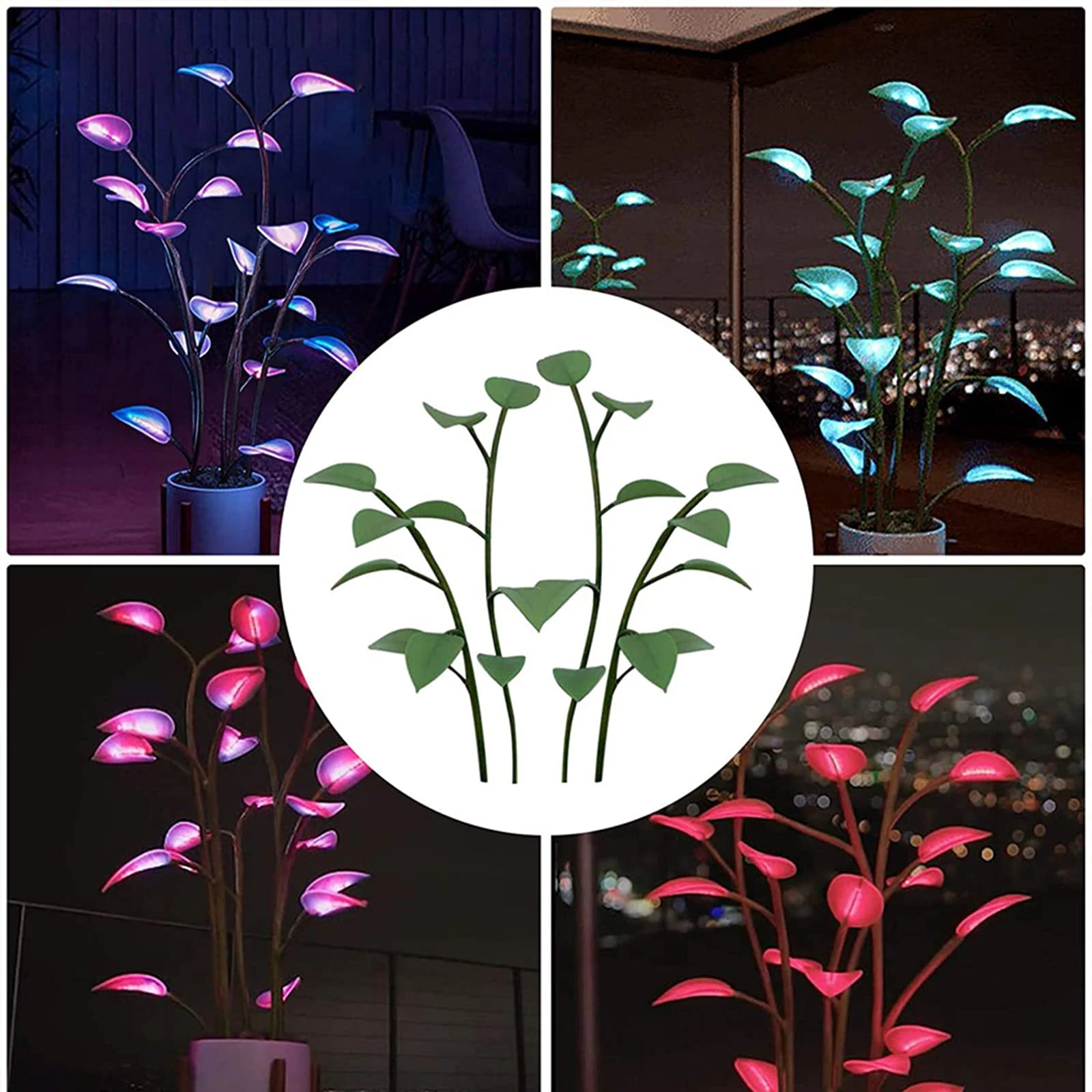 4pcs/set Magical Glowing Potted Plant Houseplant LED Color-Changing ...