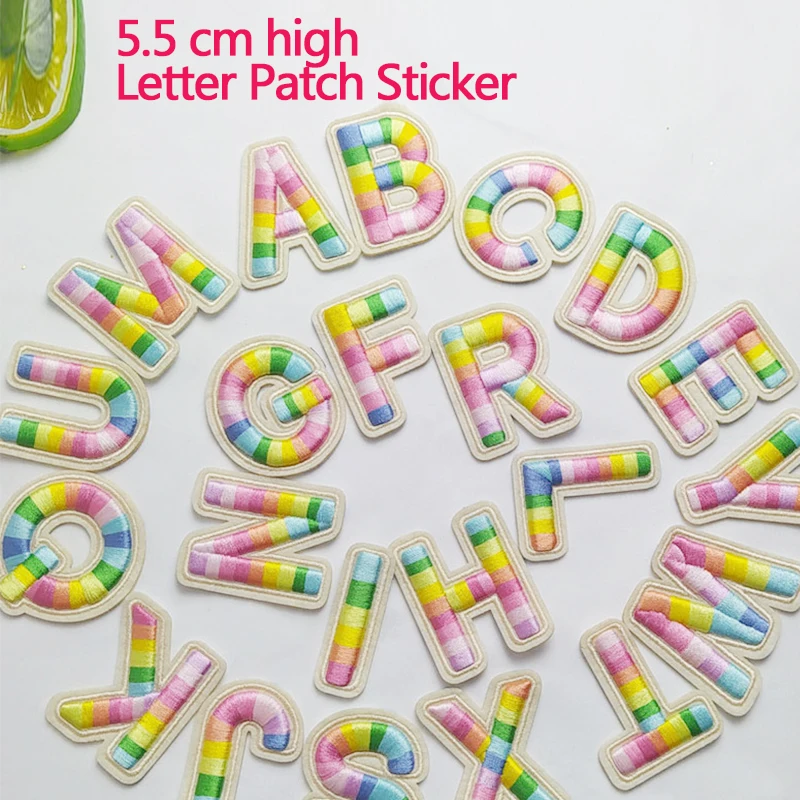1PC Rainbow Letter Patches For Clothes Bag A Z Alphabet 3D Colorful ...