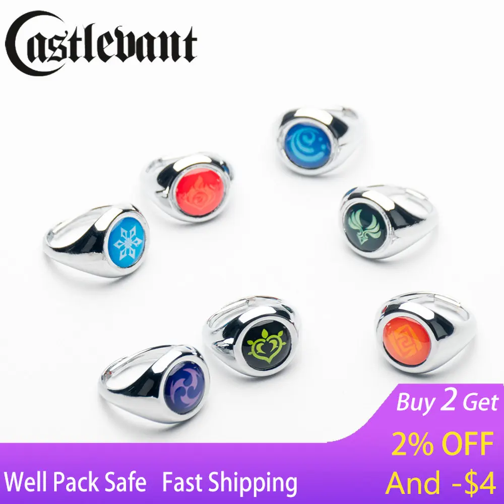 Anime Cosplay Genshin Impact Ring for Women Men Eye of God Elemental ...