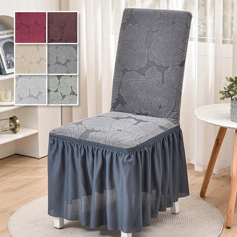 jacquard-Chair-Cover-for-Dining-Room-Stretchy-Leaf-Pattern-Chair-Cover ...