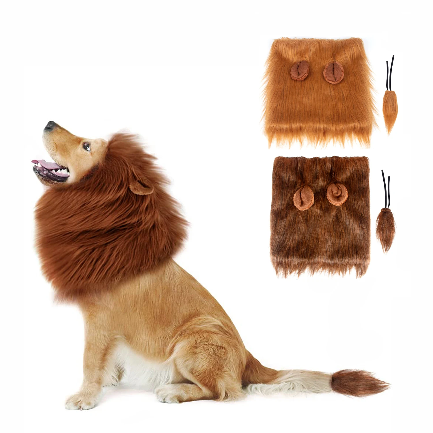 Lion Mane Dog Costume Lion Wig Halloween Costume with Ears and Tail ...