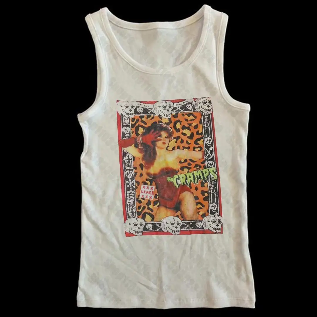2000s Tops Gothic Emo punk Y2k Camisole Tops Printing Grunge Crop Tops ...