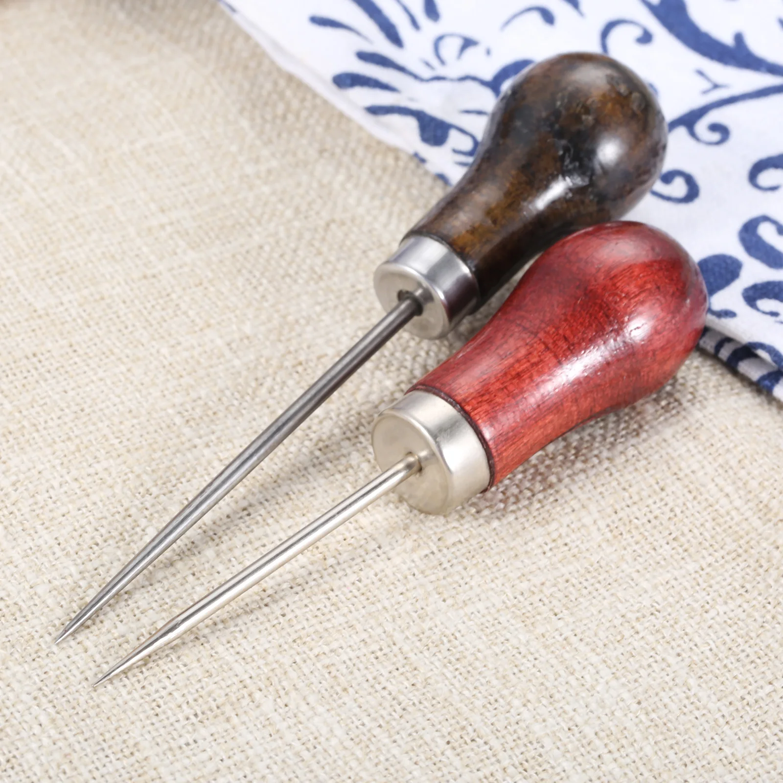 1pc-Sewing-Awl-Tool-Steel-Needle-Redwood-Handle-Piercing-Leather ...
