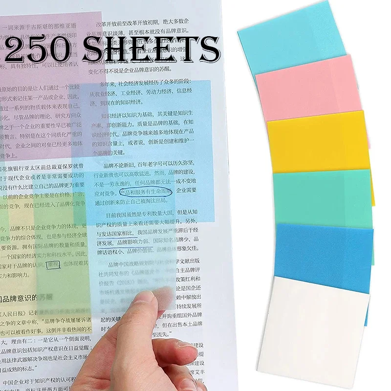250PCS Waterproof Transparent Sticky Notes Memo Pad 50 Sheets Stickers ...