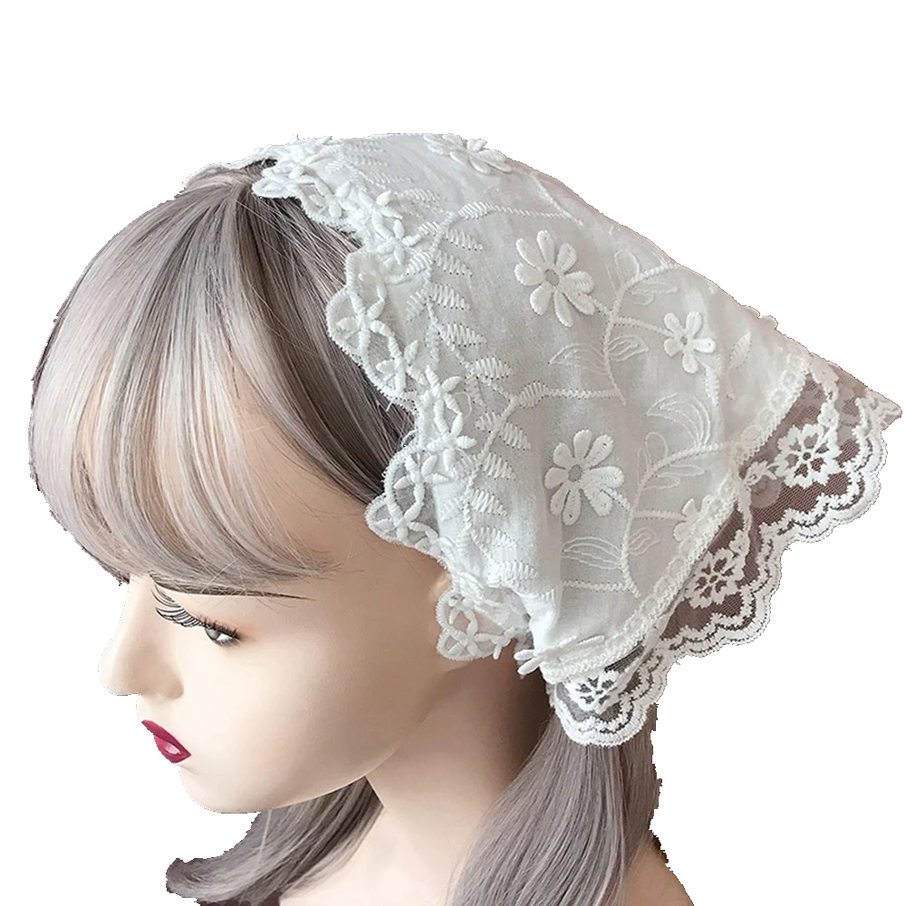 Lolita-Lace-Head-Scarf-Bonnet-Hair-Band-Triangle-Headdress-Women-Girl ...