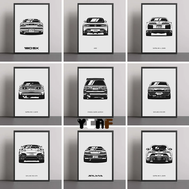 Automotive-Rear-View-Poster-Canvas-Prints-Automotive-Minimalist-Wall ...