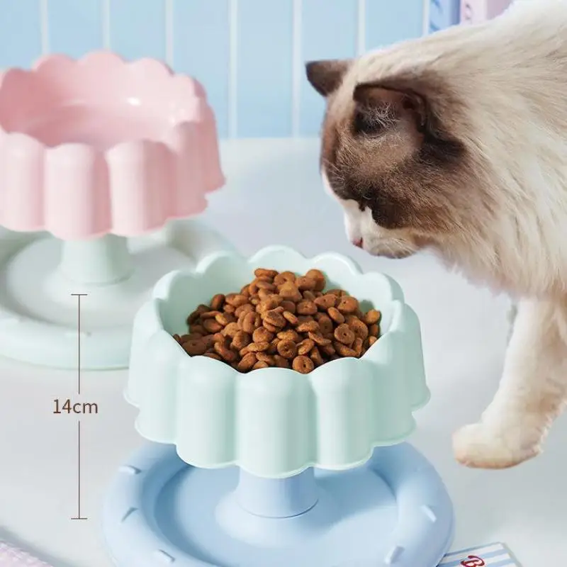 1pc Cat Feeder Cute Cake Shape Cat Food Bowl Pudding Cake Elevated Bowl ...