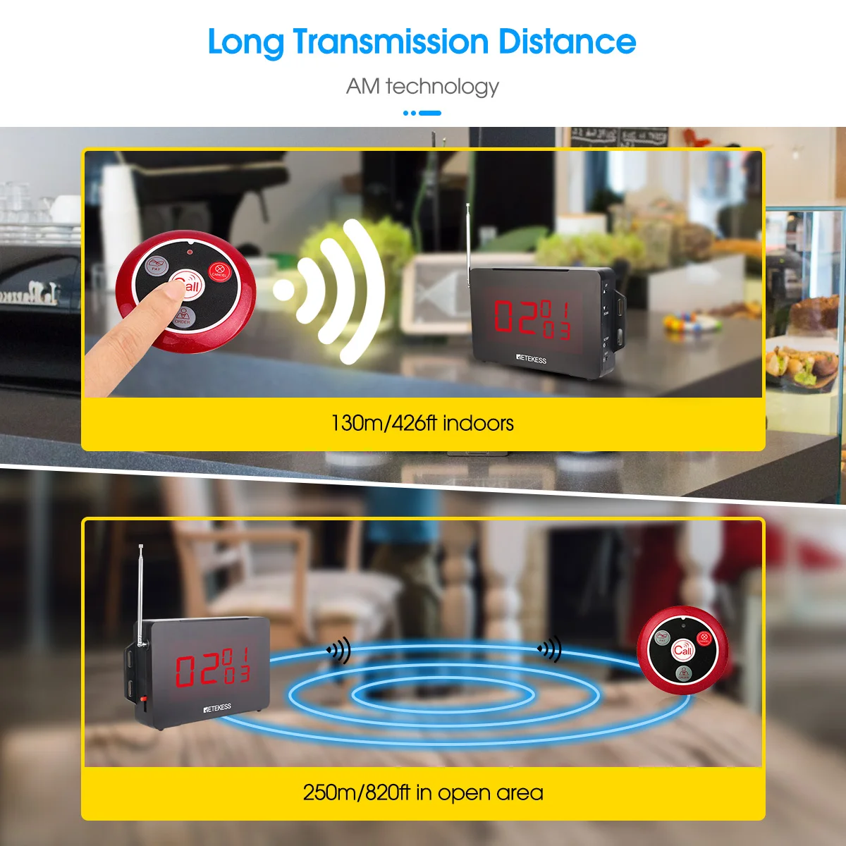 Retekess TD136 Wireless Calling Customer Service Pager Display Receiver ...