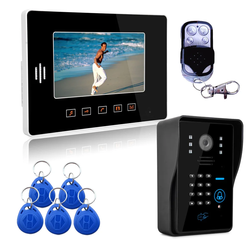 SYSD Video Intercom 7" Wired Video Door Phone Doorbell System kit RFID ...