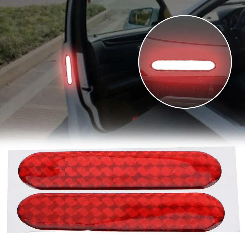 2-Pcs-Reflective-Car-Sticker-Red-Safety-Opening-Warning-Reflector-Tape ...