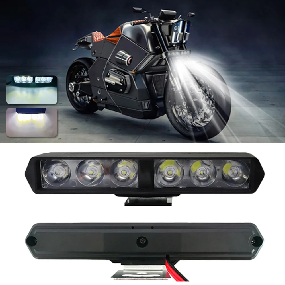 Motorcycle Headlight DRL Flash 6 LED Spot Lights Auxiliary High ...