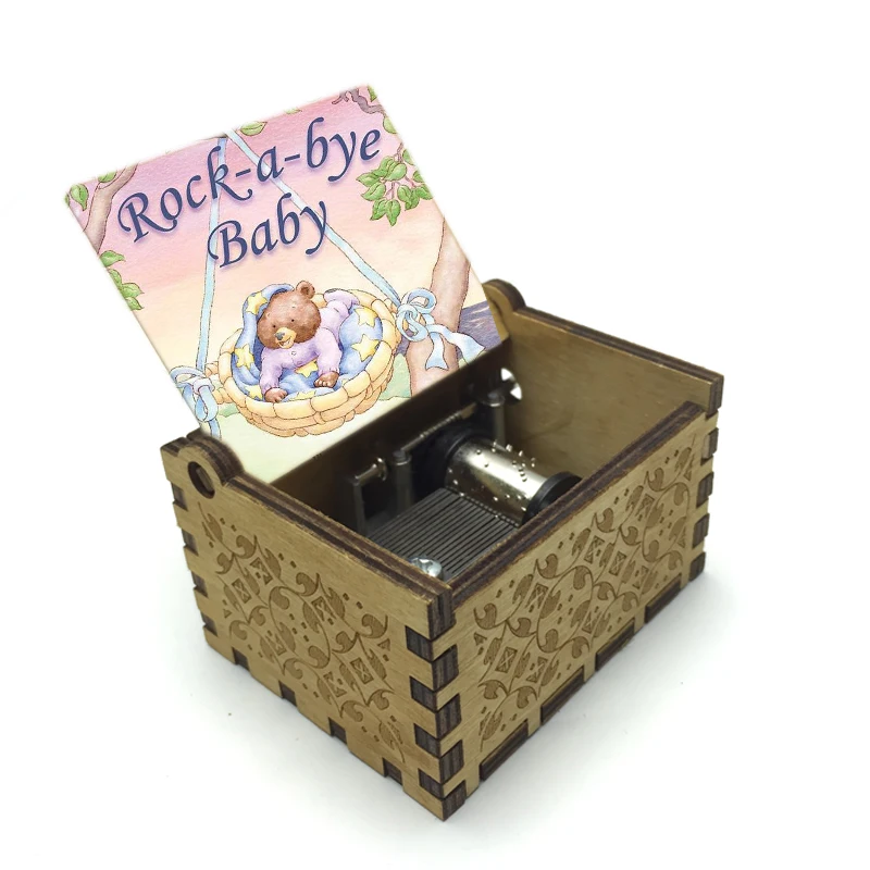 Rock a Bye Baby Music Boxes, Wooden Wind Up Music Box Mini Antique ...