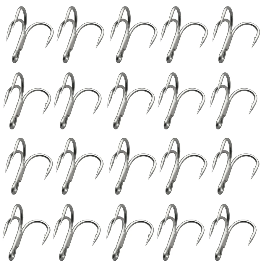 4X Treble Hooks 20pcs 8# 6# 4# 2# 1# 1/0 2/0 3/0 High Carbon Steel ...