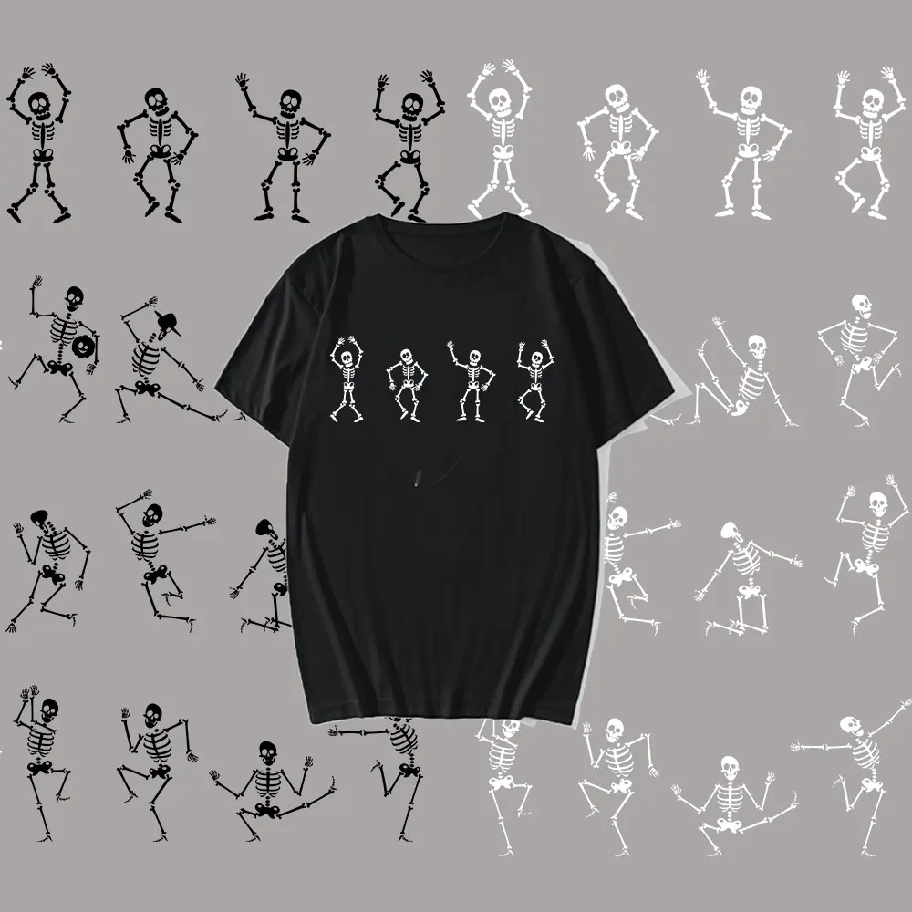 Dancing Skeleton Iron On Transfers Patches For Clothes DIY White Black ...
