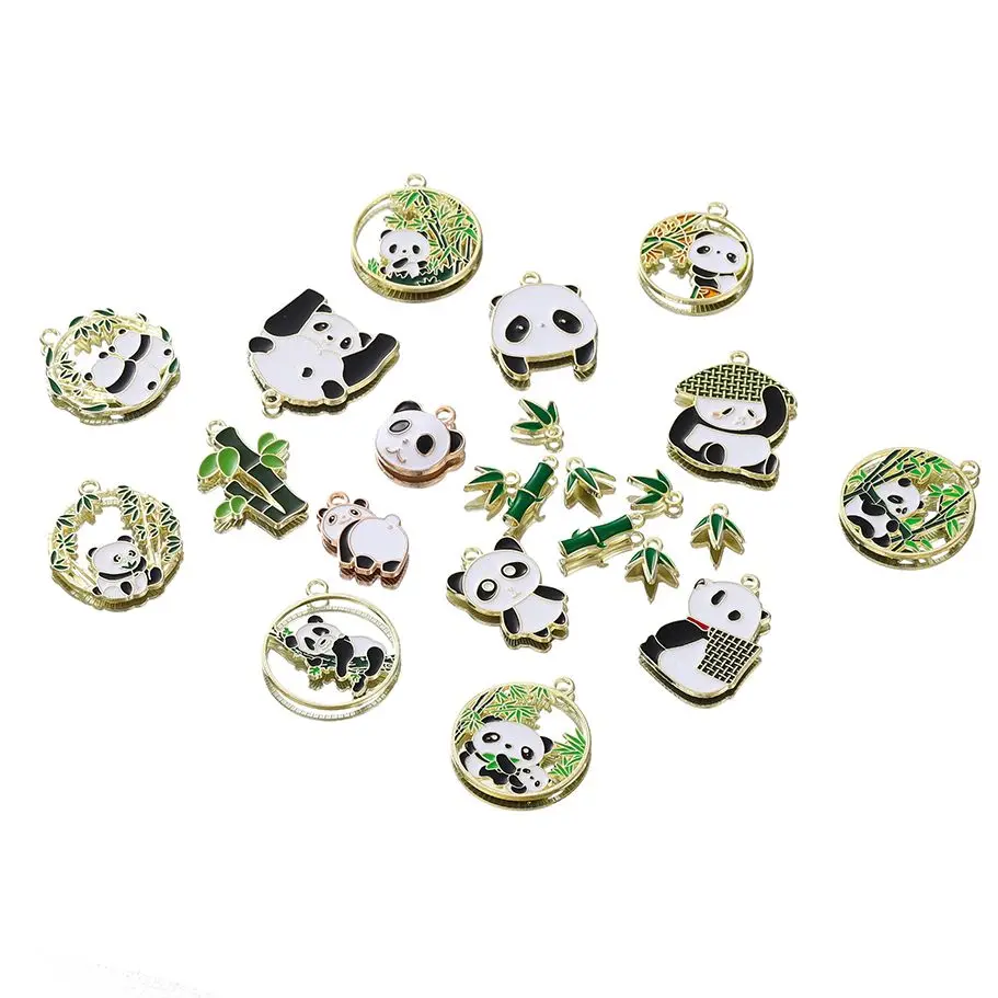 10pcs-lot-Panda-Bamboo-Round-Alloy-Enamel-Pendants-Green-Cute-Animals ...