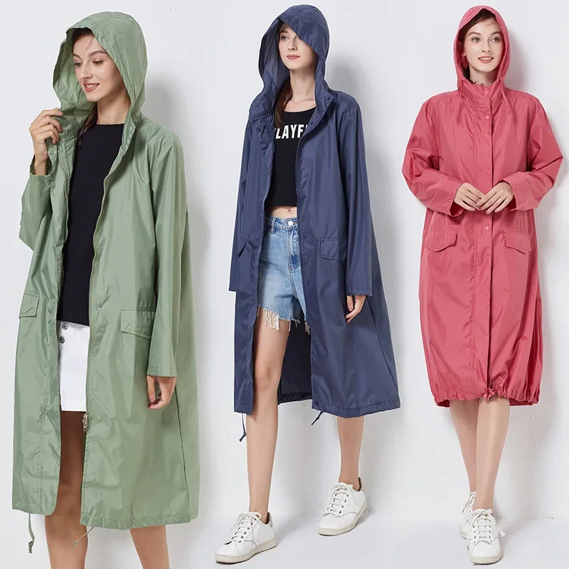 Large-Size-Long-Raincoat-Women-Waterproof-Rain-Poncho-Jacket-Female ...